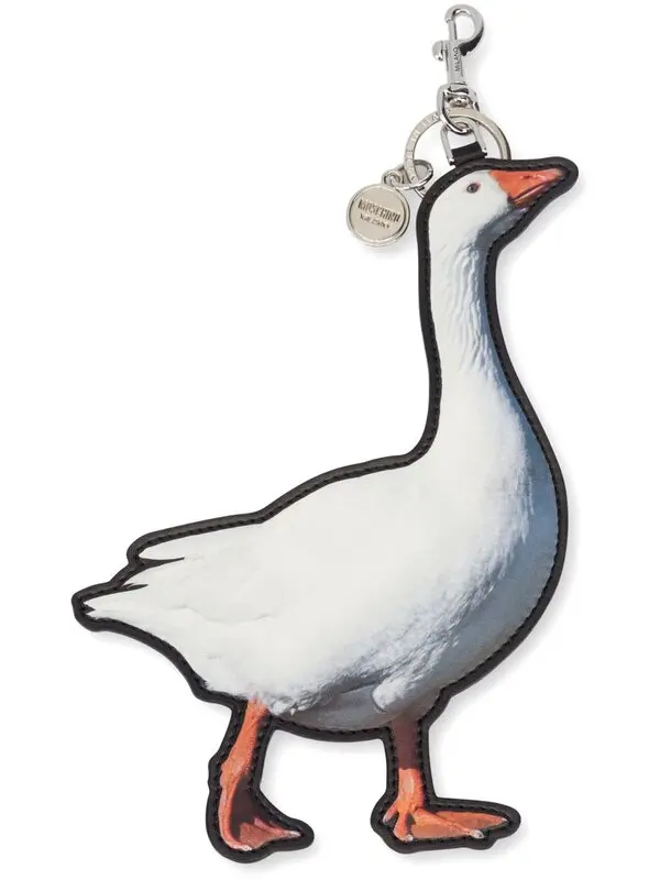 Moschino Goose Motif Keyring - White