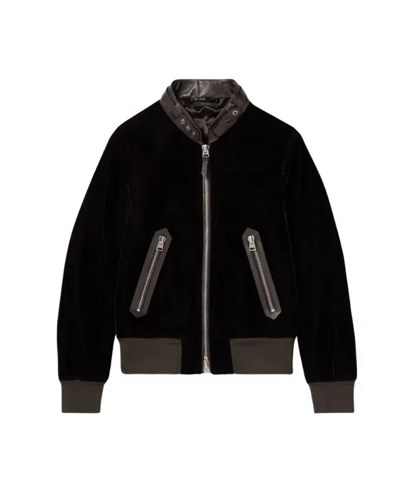TOM FORD Full-grain Leather-trimmed Velvet Bomber Jacket