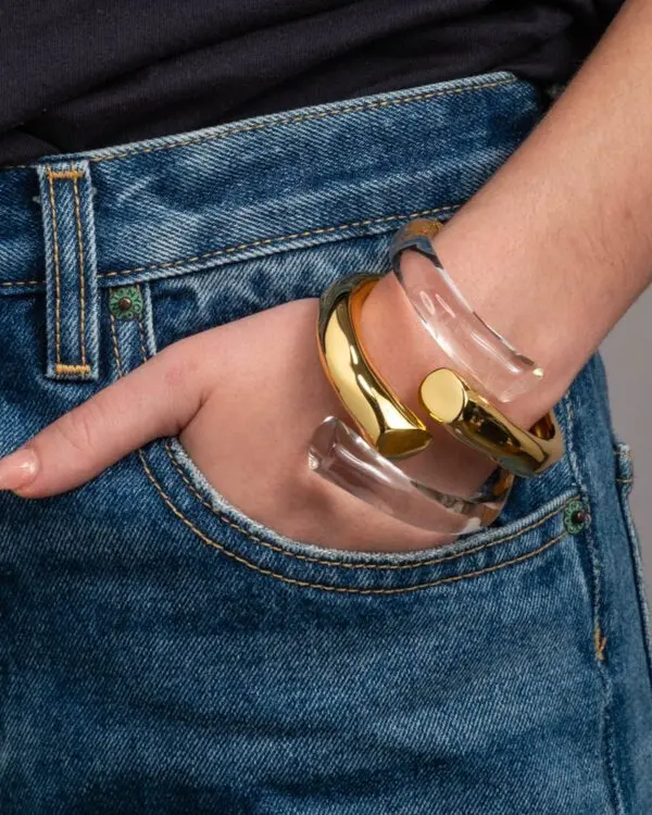 Alexis Bittar Liquid Lucite Bypass Hinge Bracelet - Clear