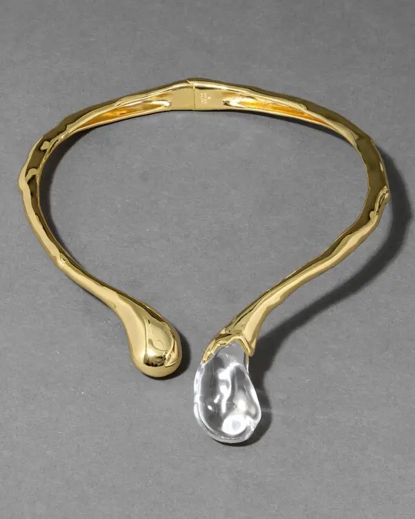 Alexis Bittar Liquid Lucite Sprout Collar Necklace - Gold