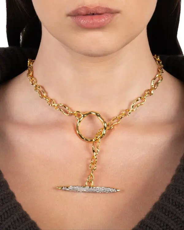 Alexis Bittar Solanales Crystal Toggle Necklace - Gold