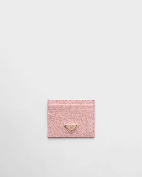 Prada Saffiano Leather Card Holder - Peach