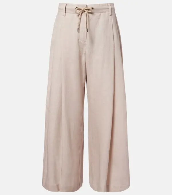 Brunello Cucinelli Wide-leg Linen Pants - Beige