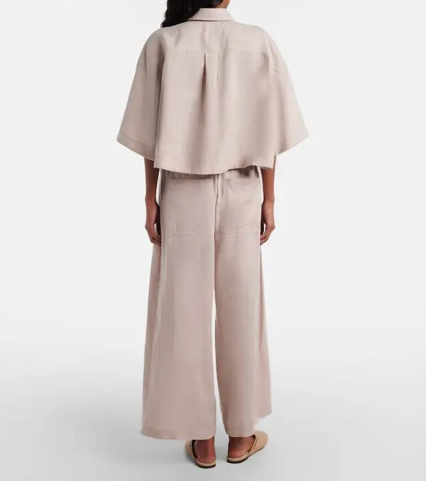 Brunello Cucinelli Wide-leg Linen Pants - Beige