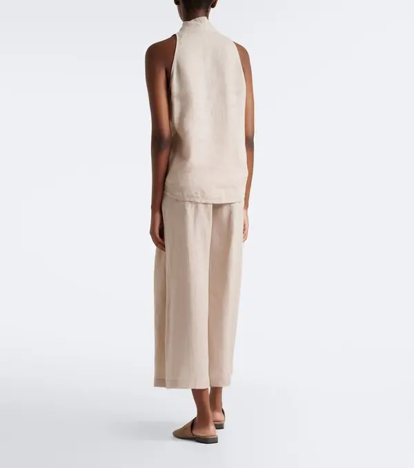 Brunello Cucinelli Wide-leg Linen Pants - Beige