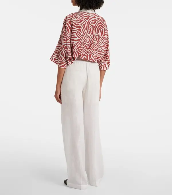 Brunello Cucinelli Wide-leg Linen Pants - White
