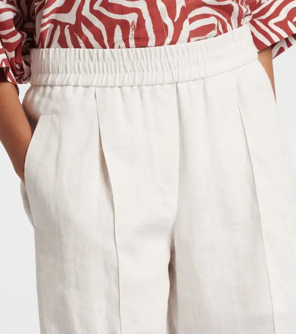 Brunello Cucinelli Wide-leg Linen Pants - White