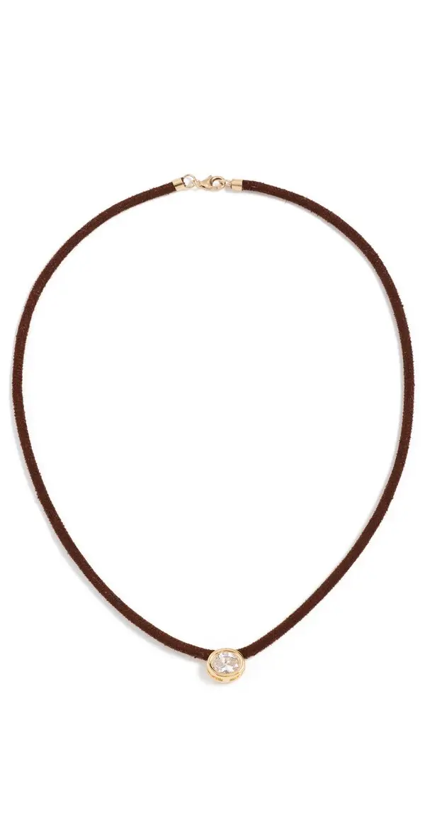 Shashi Lasso Solitaire Necklace - Brown/gold