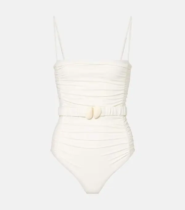 Johanna Ortiz Whispering Tides Belted Swimsuit - White