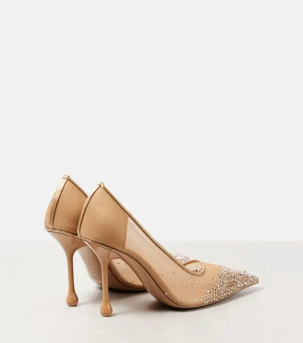 JIMMY CHOO Ixia 95 Embellished Mesh Pumps - Gold
