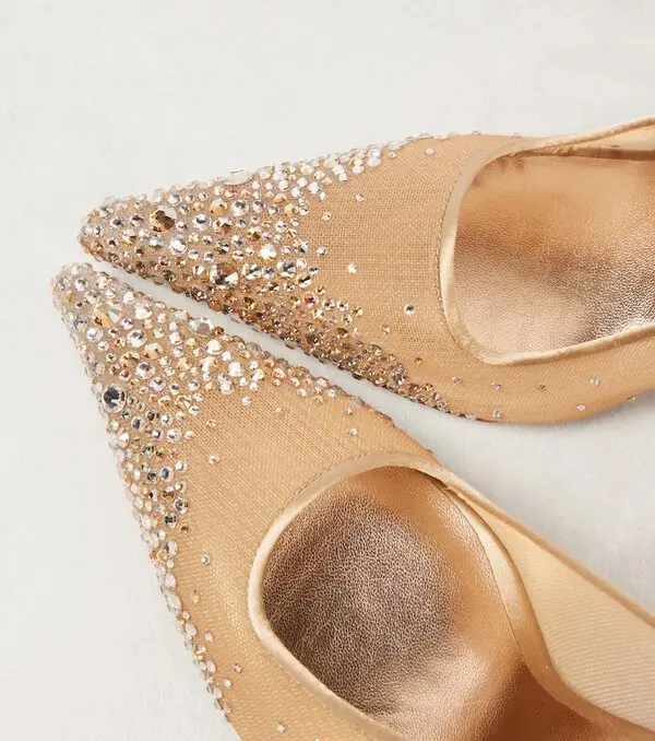 JIMMY CHOO Ixia 95 Embellished Mesh Pumps - Gold