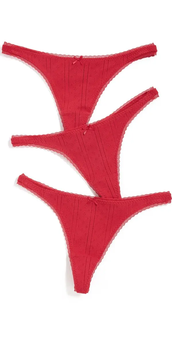 COUCOU Thong 3 Pack Panties - Cherry Red