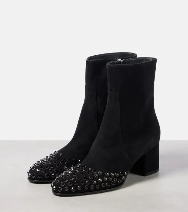 Alaïa Embellished Suede Ankle Boots