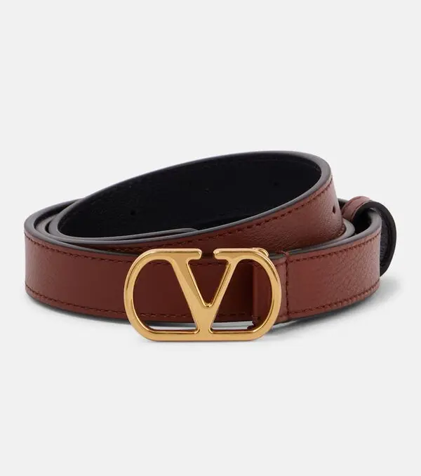 Valentino Garavani Vlogo Signature Leather Belt - Brown