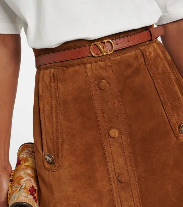 Valentino Garavani Vlogo Signature Leather Belt - Brown
