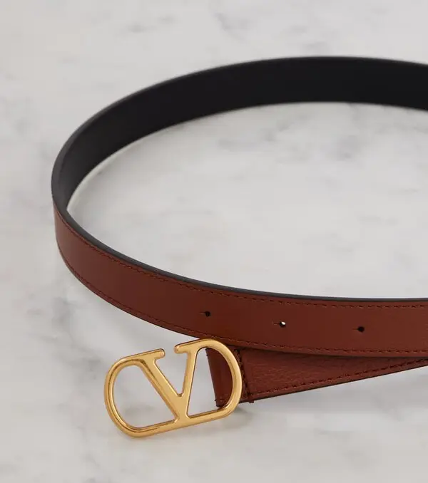 Valentino Garavani Vlogo Signature Leather Belt - Brown