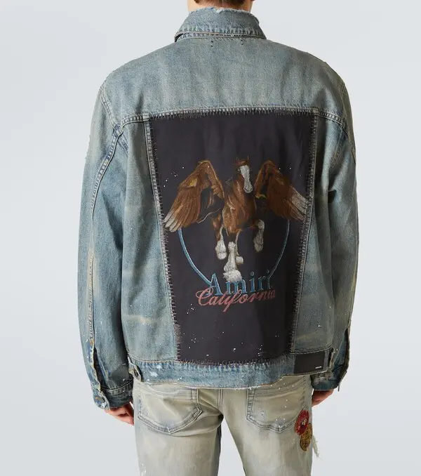 Amiri Vintage Pegasus Distressed Denim Jacket