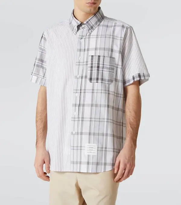Thom Browne Striped Patchwork Cotton Shirt
