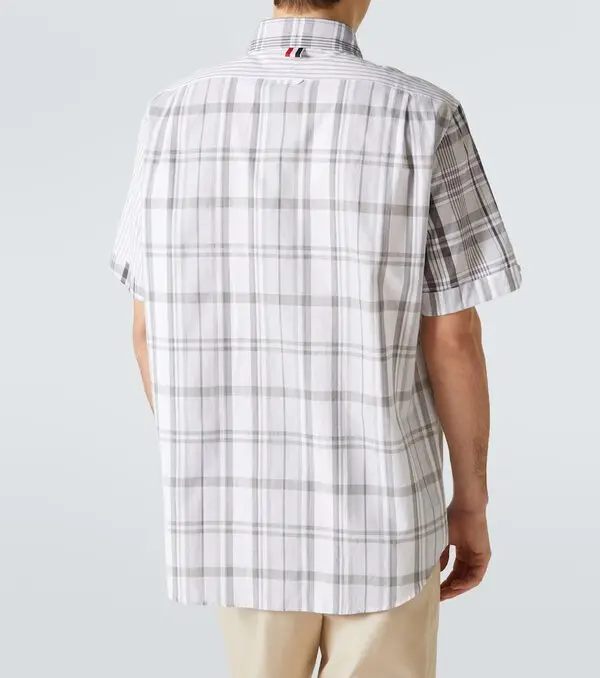 Thom Browne Striped Patchwork Cotton Shirt - Grey
