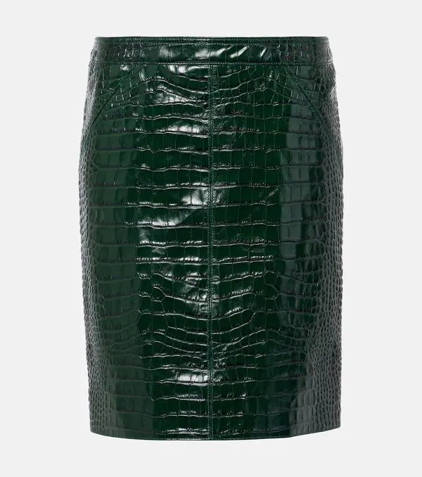 TOM FORD Croc-effect Mini Skirt - Green