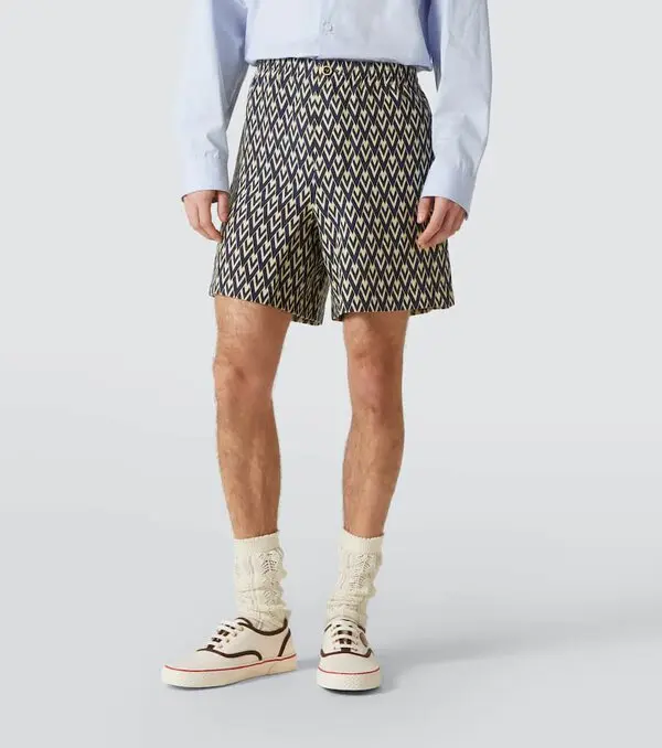 Valentino Garavani Toute La V Linen Bermuda Shorts