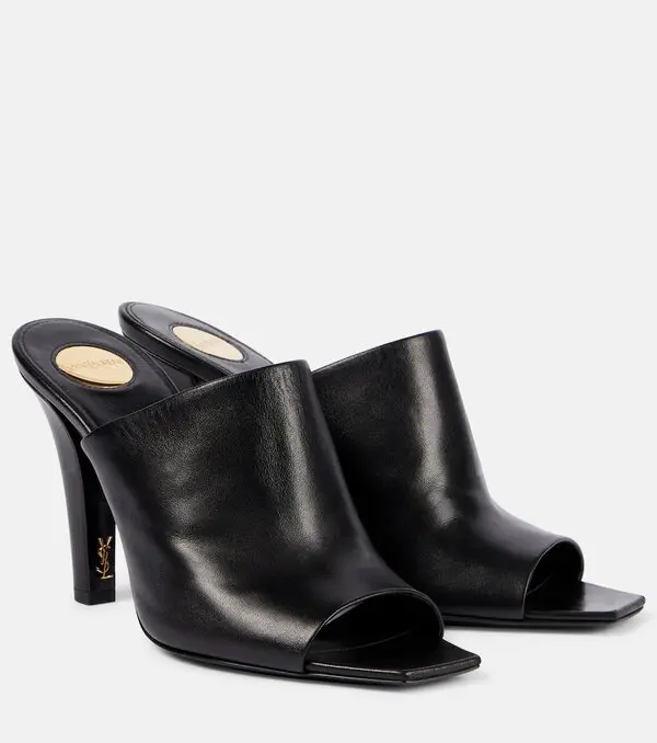Saint Laurent Jill 95 Leather Mules - Black
