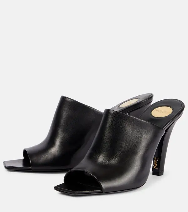 Saint Laurent Jill 95 Leather Mules - Black