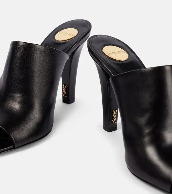 Saint Laurent Jill 95 Leather Mules - Black