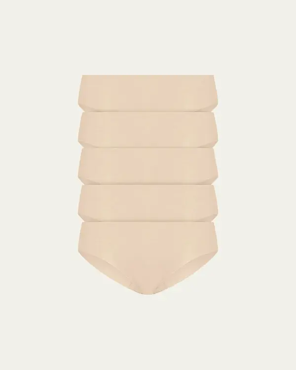 Commando Classic Low-rise Microfiber Bikini Briefs, Pack Of 5 - Beige