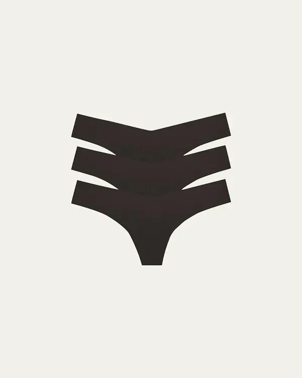 Commando Classic Low-rise Microfiber Thongs, Pack Of 3 - Black