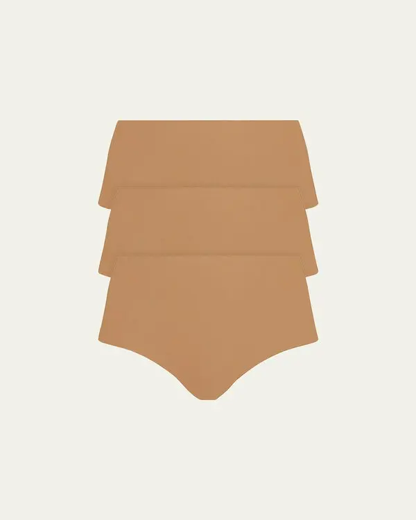 Commando Classic High-rise Microfiber Bikini Briefs, Pack Of 3 - Beige
