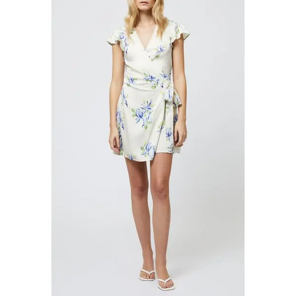 French Connection Ennis Vivian Floral Satin Wrap Minidress