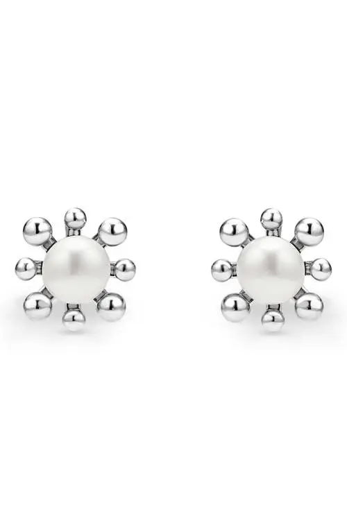 Lagos Luna Fleur Freshwater Pearl Stud Earrings - Silver