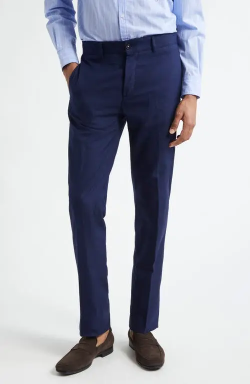 Massimo Alba Slim-fit Flat-front Trousers - Dark Blue