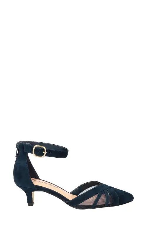 BELLA VITA Malani Pointed-toe Kitten Heel Pumps - Navy Suede