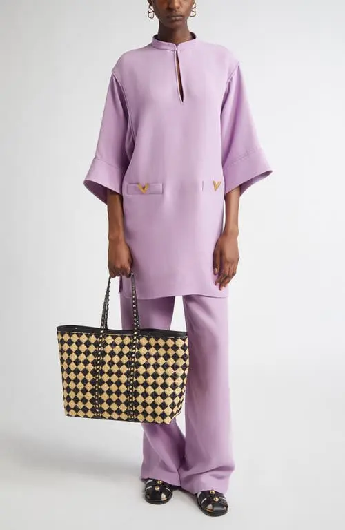 Valentino Garavani Silk Cady Couture Wide Leg Pants