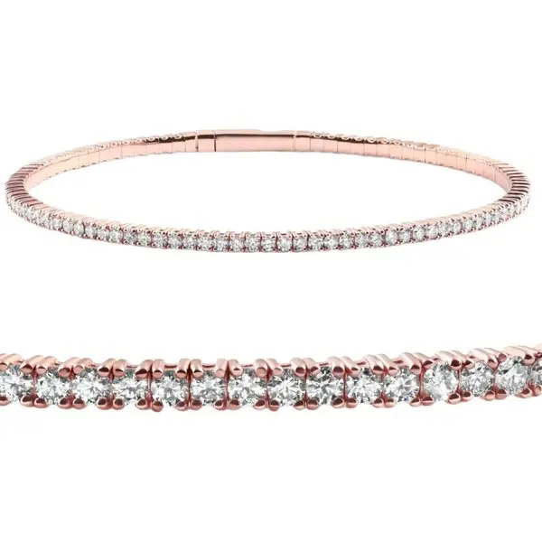 BLISS DIAMOND 2.10ct Tw Lab Grown Diamond 14k Gold Flexible Bangle Tennis Bracelet - Rose Gold - 2ct