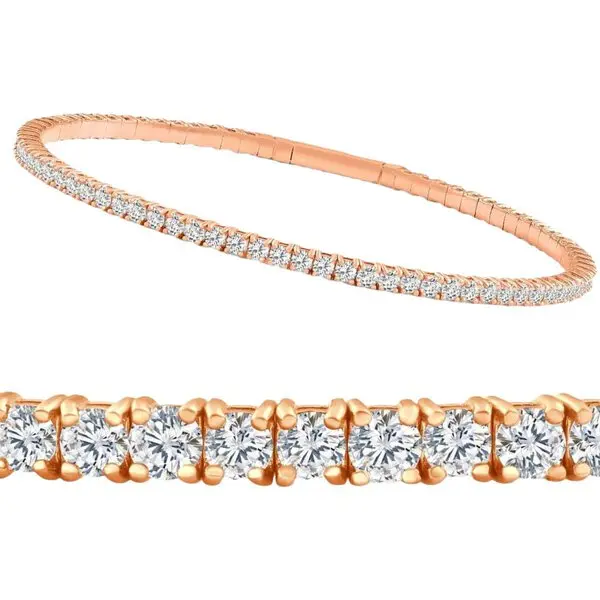 BLISS DIAMOND 2.10ct Tw Lab Grown Diamond 14k Gold Flexible Bangle Tennis Bracelet - Rose Gold - 3ct