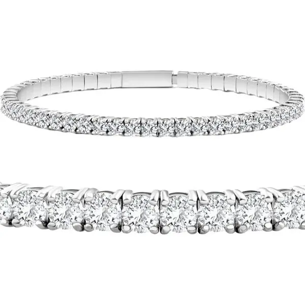 BLISS DIAMOND 2.10ct Tw Lab Grown Diamond 14k Gold Flexible Bangle Tennis Bracelet - White Gold - 10ct