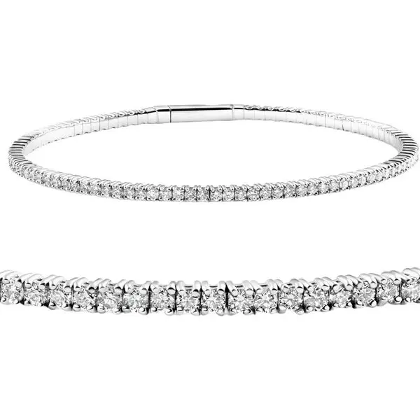 BLISS DIAMOND 2.10ct Tw Lab Grown Diamond 14k Gold Flexible Bangle Tennis Bracelet - White Gold - 3ct