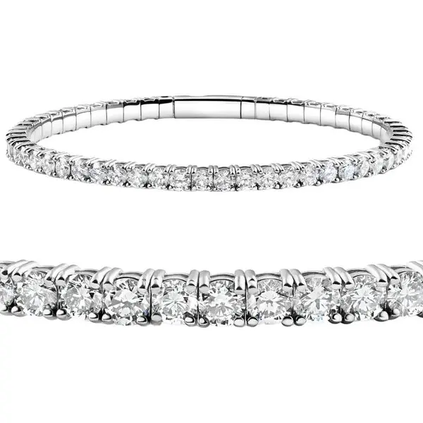 BLISS DIAMOND 2.10ct Tw Lab Grown Diamond 14k Gold Flexible Bangle Tennis Bracelet - White Gold - 6ct