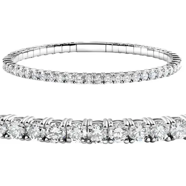 BLISS DIAMOND 2.10ct Tw Lab Grown Diamond 14k Gold Flexible Bangle Tennis Bracelet - White Gold - 7ct