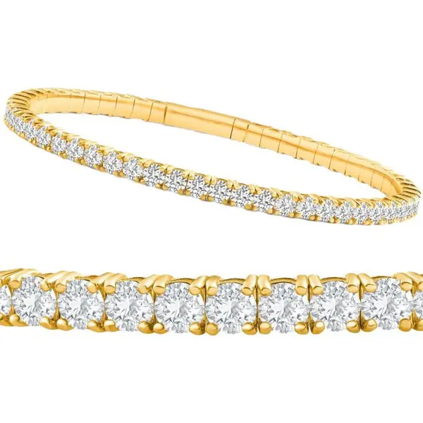 BLISS DIAMOND 2.10ct Tw Lab Grown Diamond 14k Gold Flexible Bangle Tennis Bracelet - Yellow Gold - 10ct