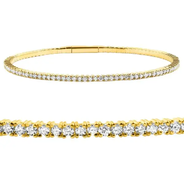BLISS DIAMOND 2.10ct Tw Lab Grown Diamond 14k Gold Flexible Bangle Tennis Bracelet - Yellow Gold - 2ct