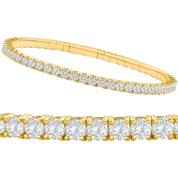 BLISS DIAMOND 2.10ct Tw Lab Grown Diamond 14k Gold Flexible Bangle Tennis Bracelet - Yellow Gold - 3ct