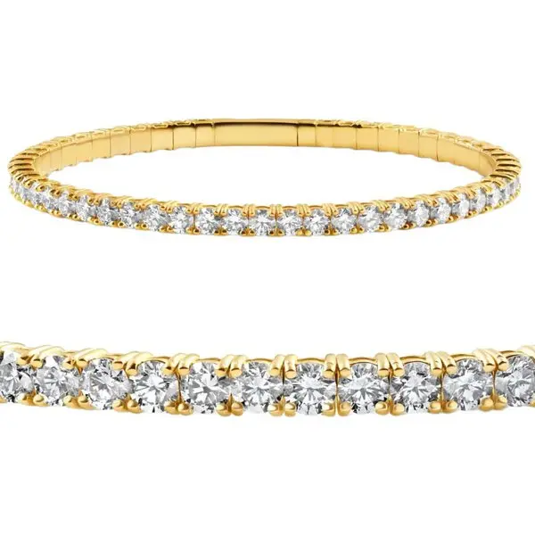 BLISS DIAMOND 2.10ct Tw Lab Grown Diamond 14k Gold Flexible Bangle Tennis Bracelet - Yellow Gold - 7ct