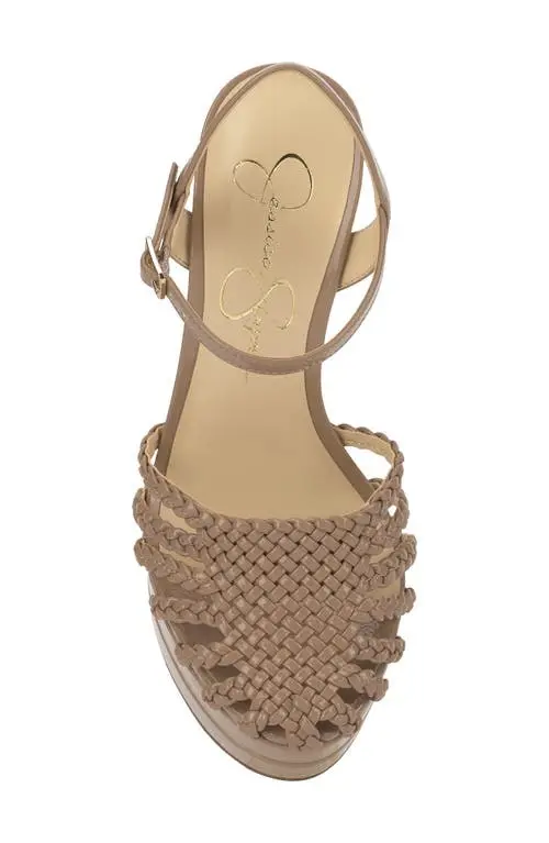 Jessica Simpson Inaia Basketweave Platform Pumps - Medium Brown