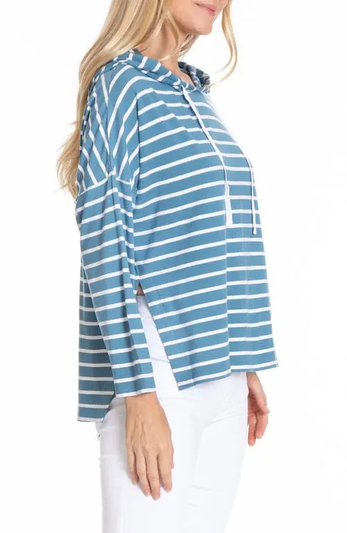 APNY Stripe Side Slit Hoodie - Chambray/ White Stripe
