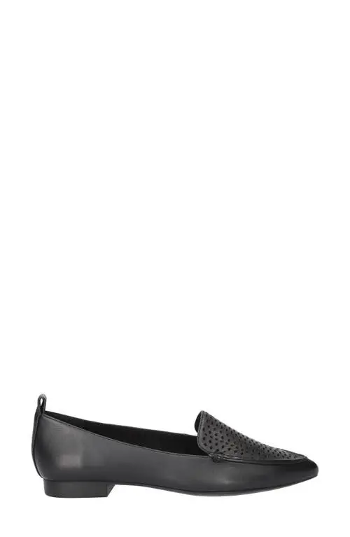 BELLA VITA Alessi Perforated Pointed Toe Flat - Black Leather