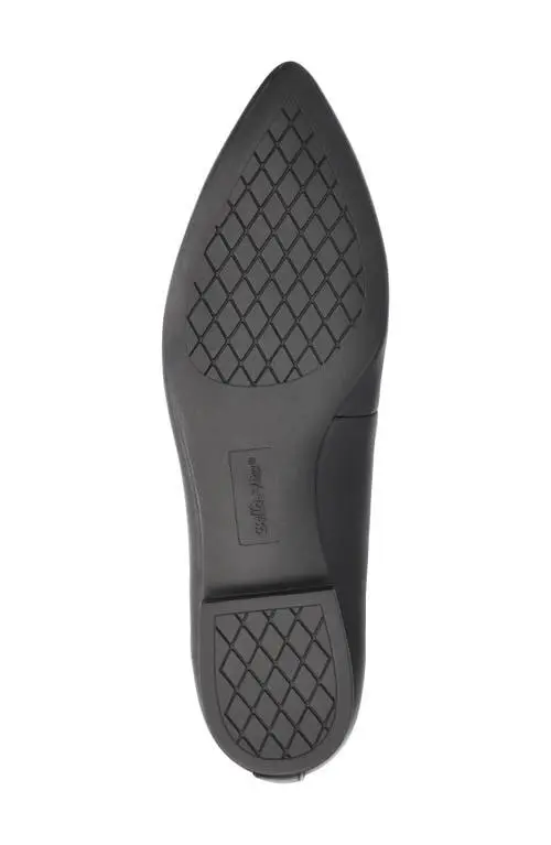 BELLA VITA Alessi Perforated Pointed Toe Flat - Black Leather